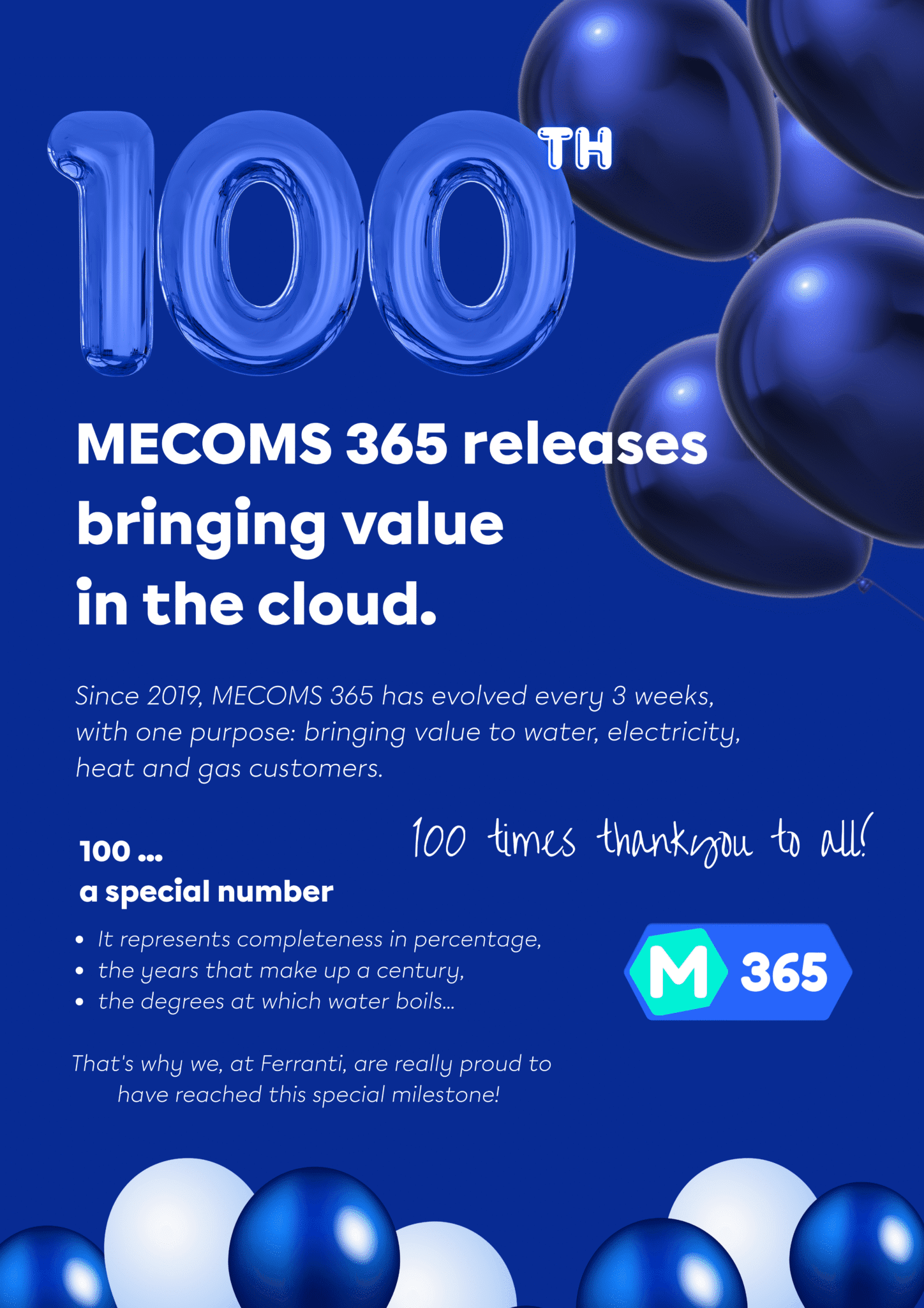 Ferranti | THE MECOMS 365 100TH RELEASE IN THE CLOUD - Ferranti